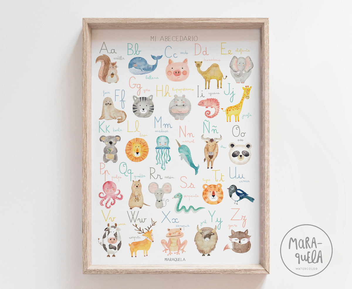 Lámina Abecedario infantil en CASTELLANO/ Mi Abecedario – Maraquela