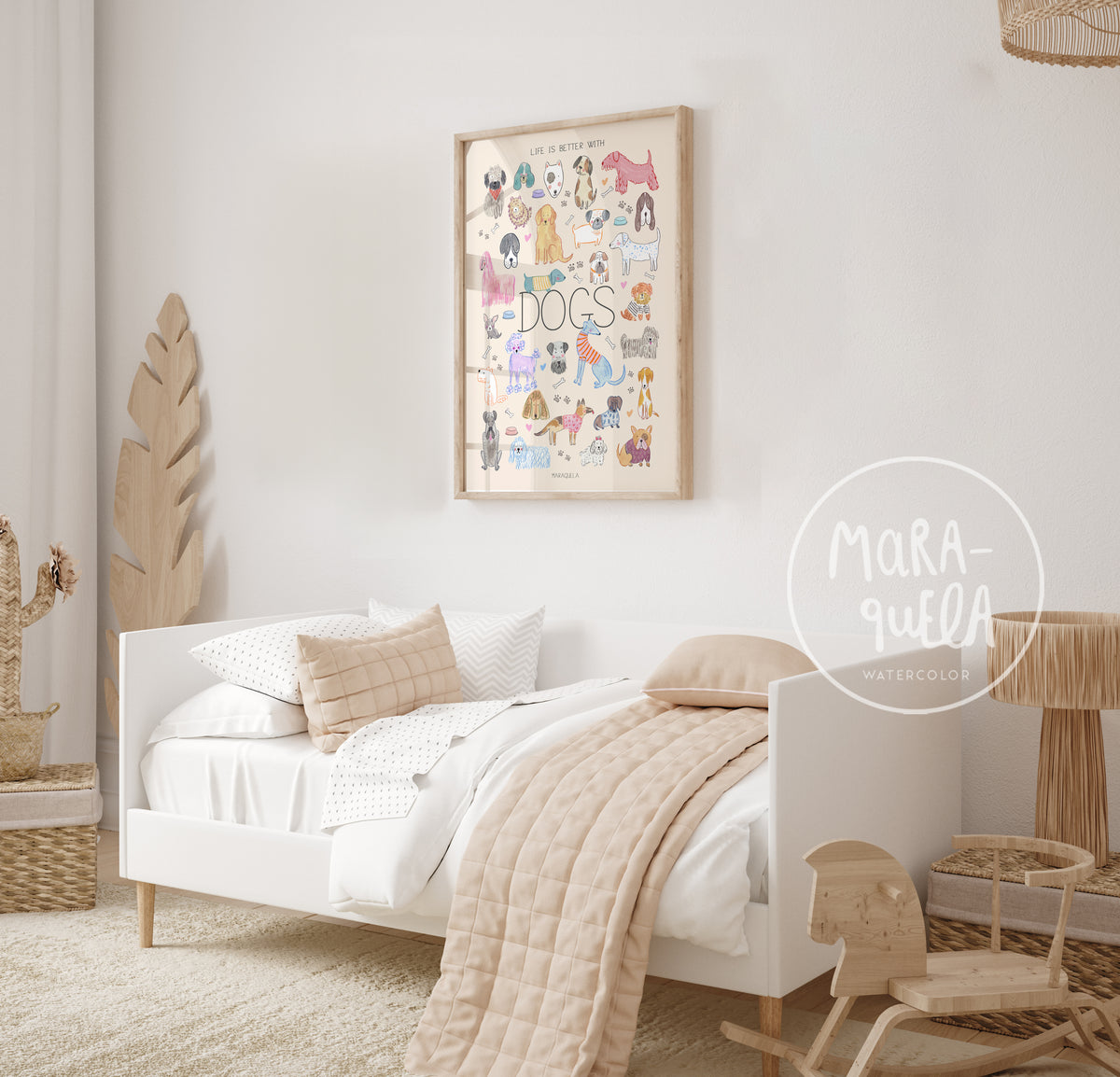 Lámina de perros "La vida es mejor con perros" – Póster ilustrado de ...